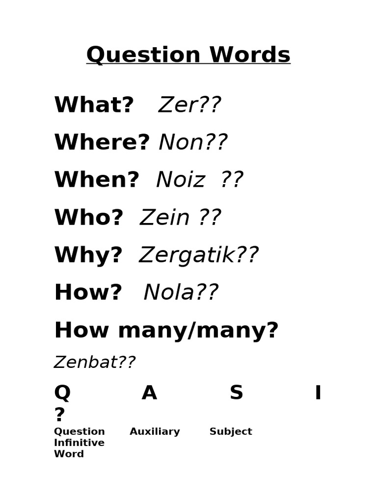 Question Words | PDF