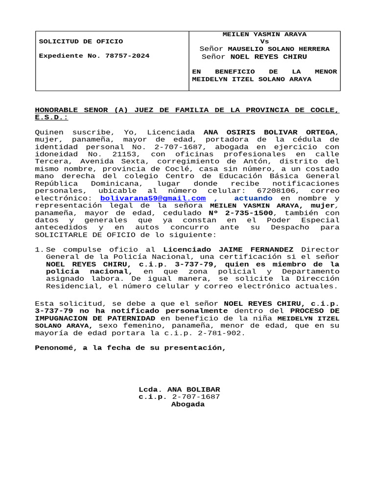 Solicitud de Notificacion Ana Bolivar Caso de Araya | PDF