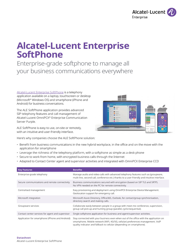 Ale Softphone Datasheet en | PDF | Session Initiation Protocol | Smartphone
