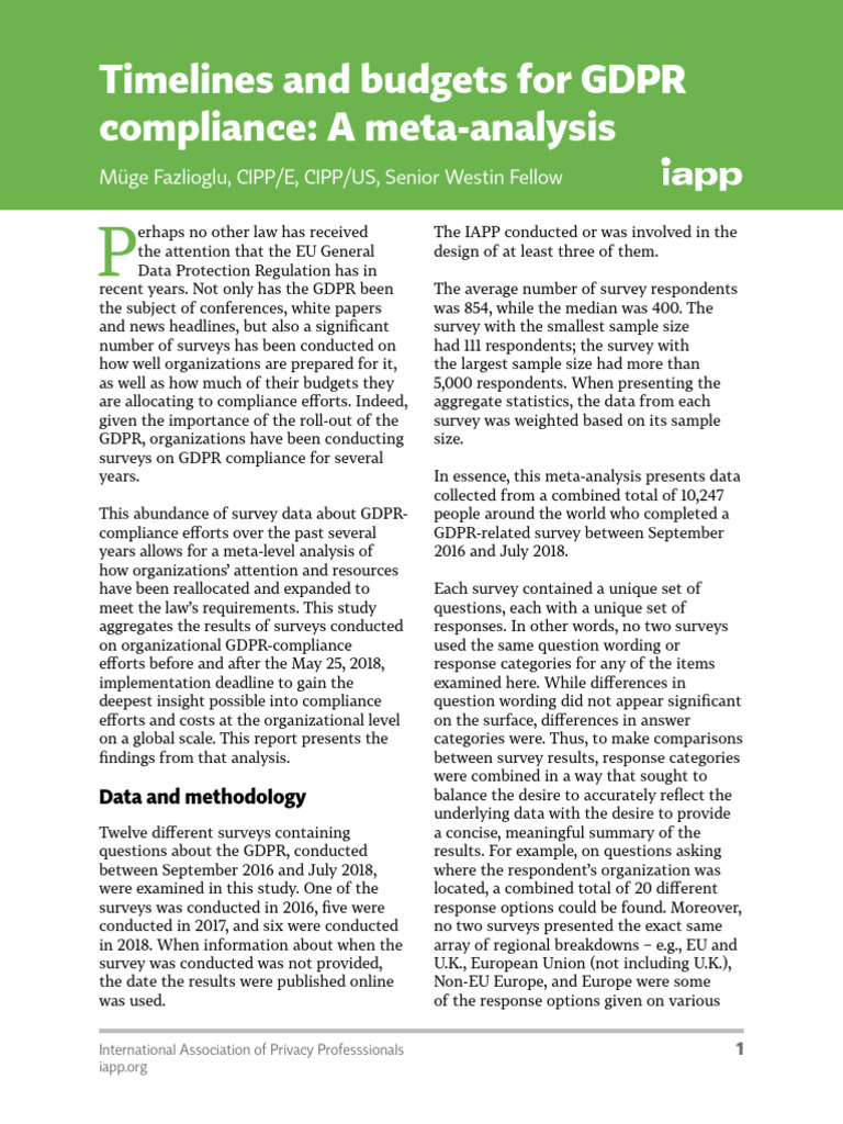IAPP - Timelines For GDPR Compliance Whitepaper | PDF | Regulatory ...