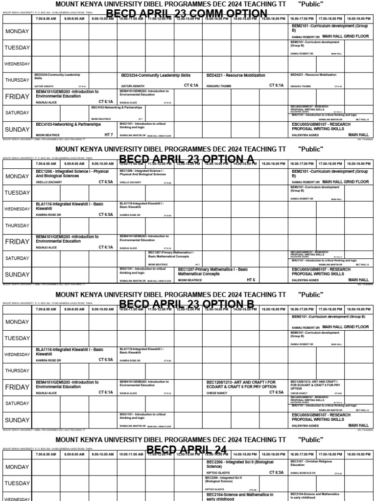 Dibel Teaching Timetable -Dec 2024 | PDF | Science