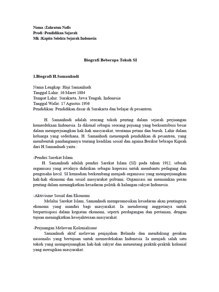 Biografi Tokoh SI Pak Septi 1 | PDF
