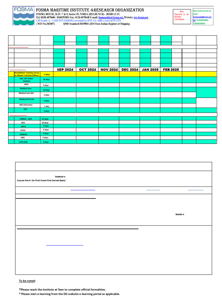 Fosma Noida Course Schedule 2024-2025 | PDF | Navigation | Shipping