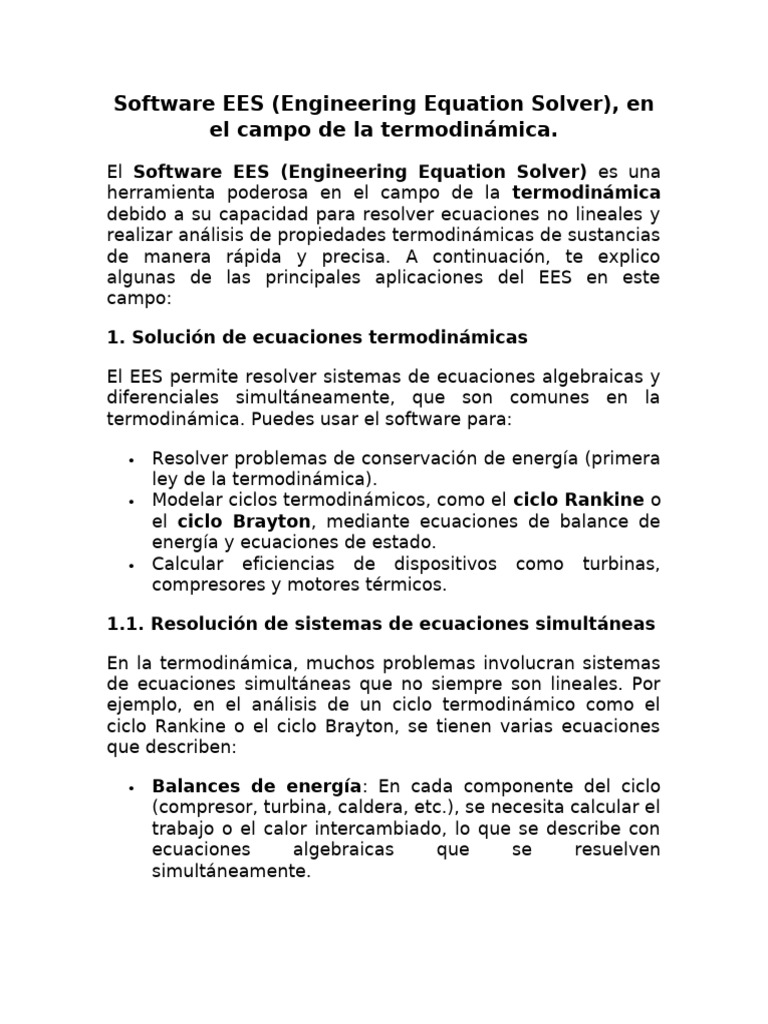 Software EES | PDF | Ejercicio | Ecuaciones