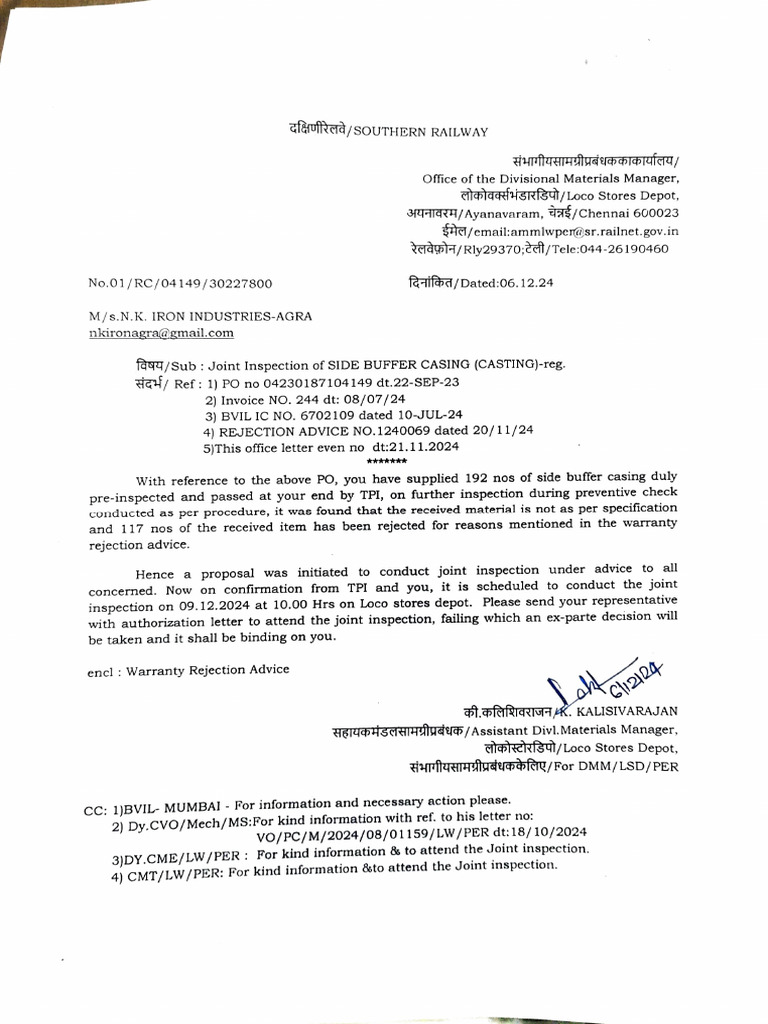 Joint Inspection Notice for Rejected Casing | PDF | Common Law ...