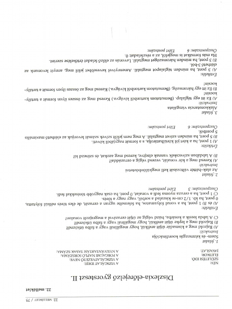 Diszlexia Gyorsteszt1 | PDF