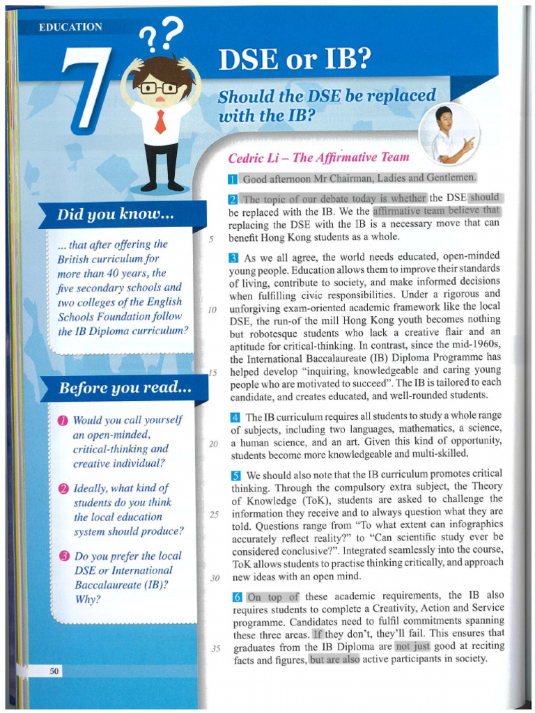 Sample Debate Speeches_DSE vs IB | PDF