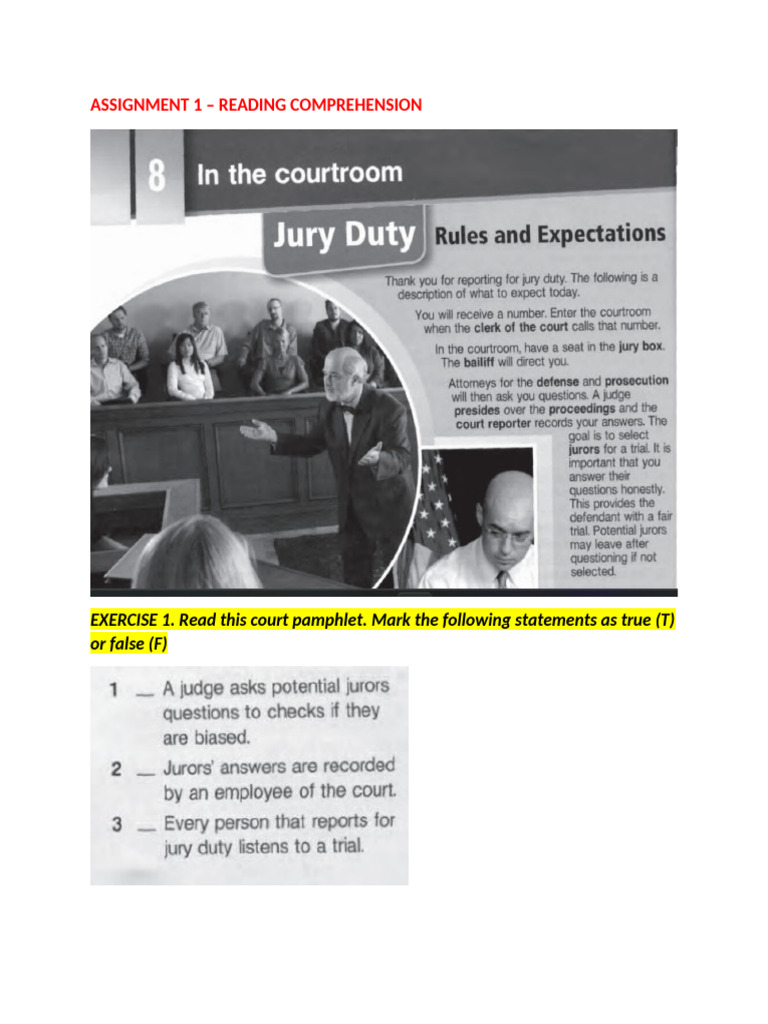 ASSIGNMENT 1 - Reading (U.6) | PDF