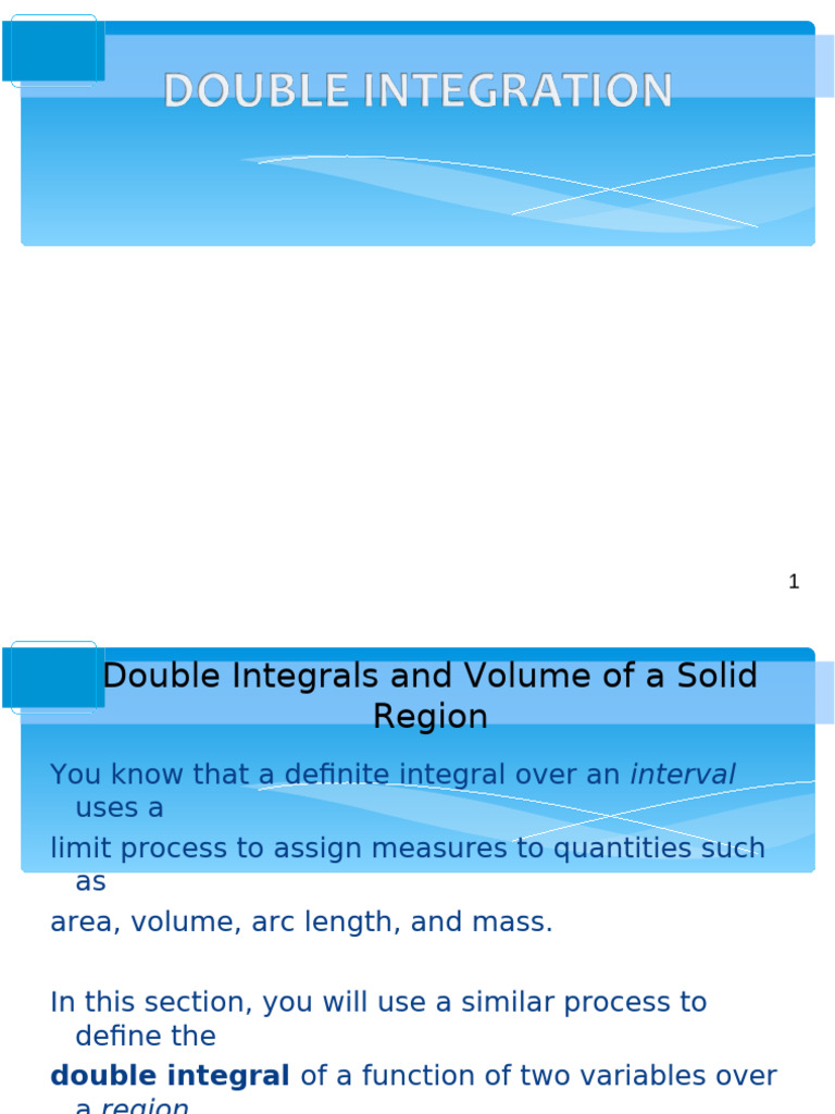 Double Integrals and Volume Calculation | PDF | Integral | Volume