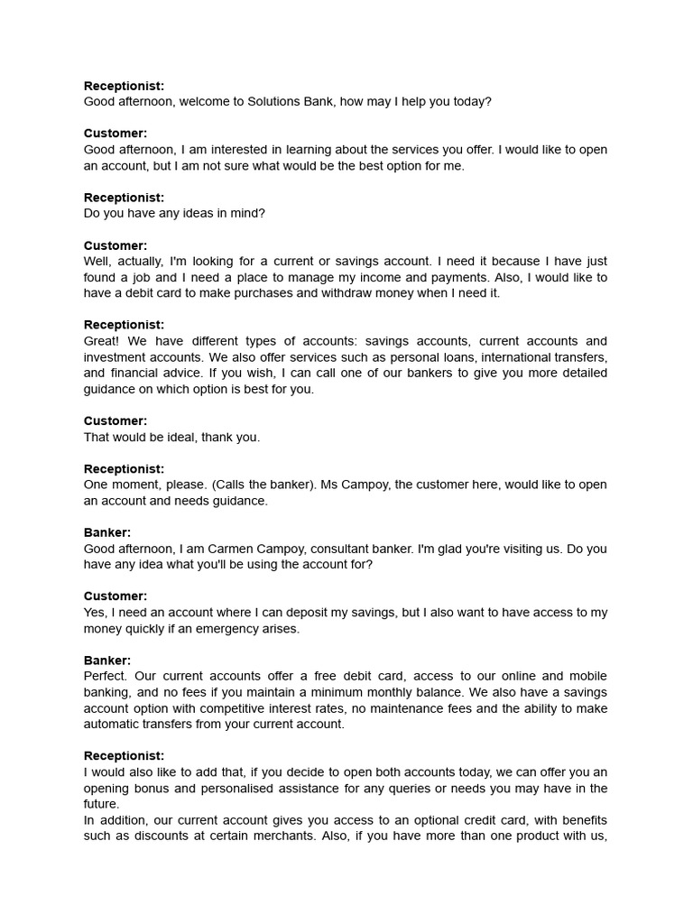 SPEAKING | PDF | Banks | Transaction Account