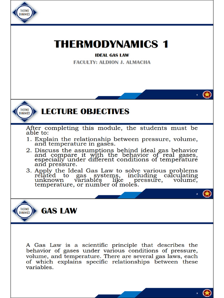 Thermodynamics 1 - 03 Ideal Gas Law updated (sent) | PDF