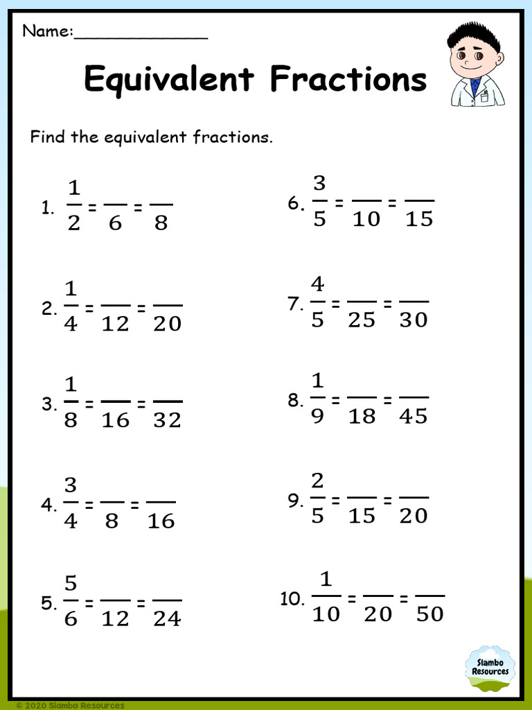 Equivalent Fractions Practice Worksheet | PDF