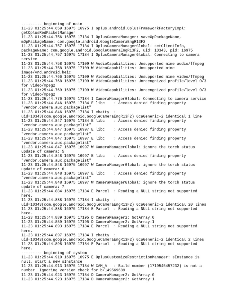 Oplus Camera Manager Log Analysis | PDF