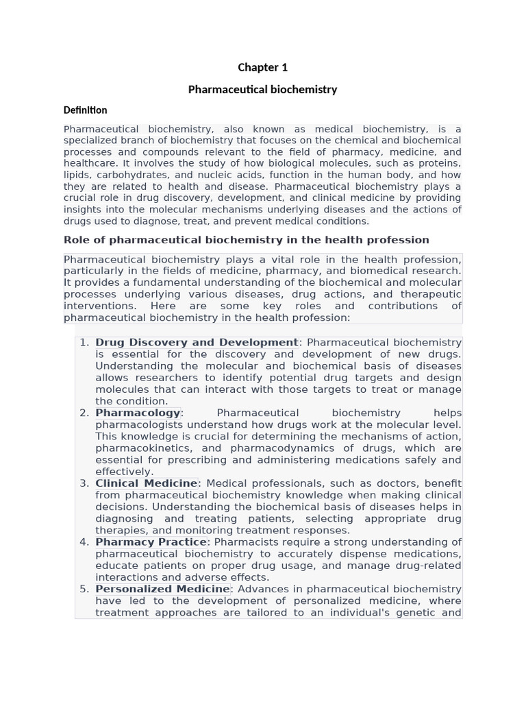 Chapter 1 biochemistry | PDF | Biochemistry | Chemistry