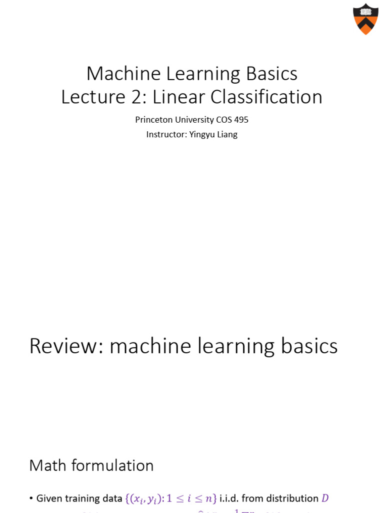 ML Basics Lecture2 Linear Classification | PDF | Probability Theory | Algorithms