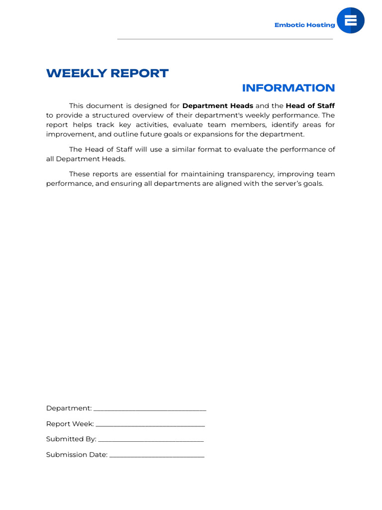 Embotic.xyz Weekly Reports | PDF