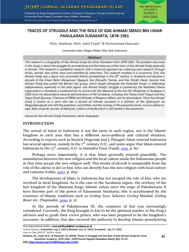 Kiai Ahmad Siraj | PDF | Sheikh