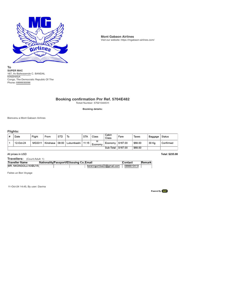 AeroCRS 5.95-Mont Gabaon Airlines | PDF