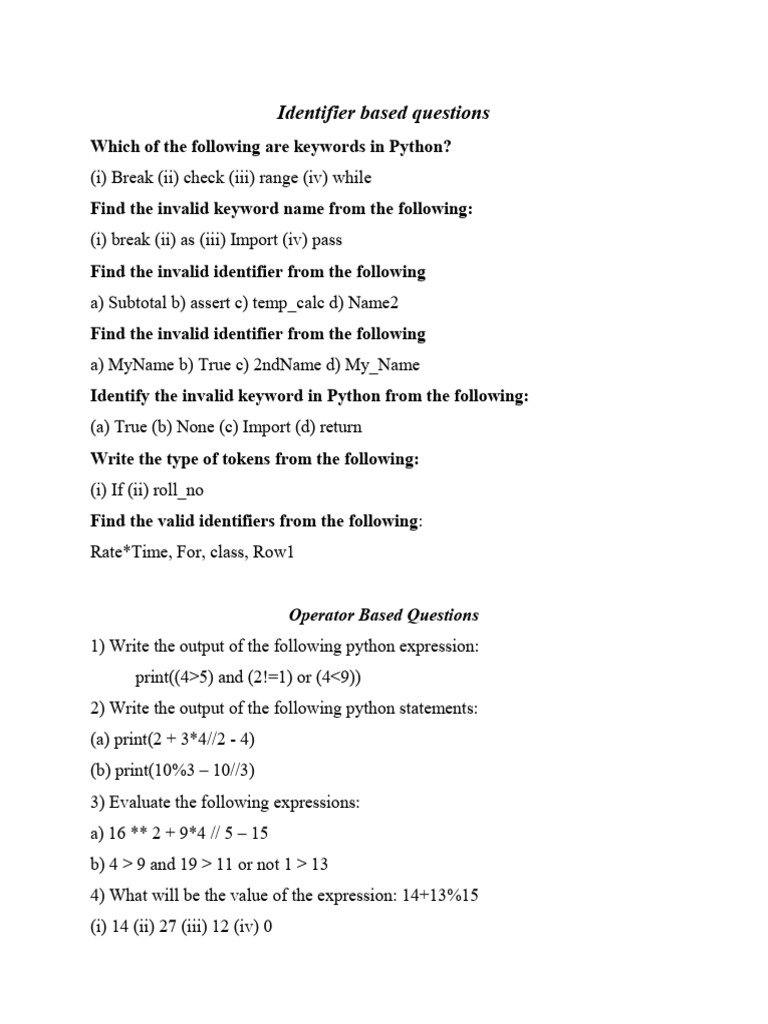 Half Yearly Worksheet (1) | PDF | Reserved Word | Computer Programming