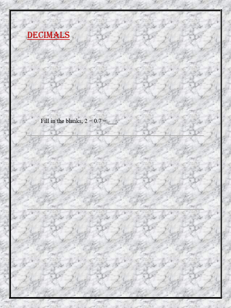 Class 5 Decimal Worksheet with Answers | PDF