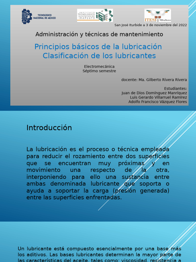 Conceptos Basicos y Tipos de Lubricantes | PDF | Lubricante | Fricción