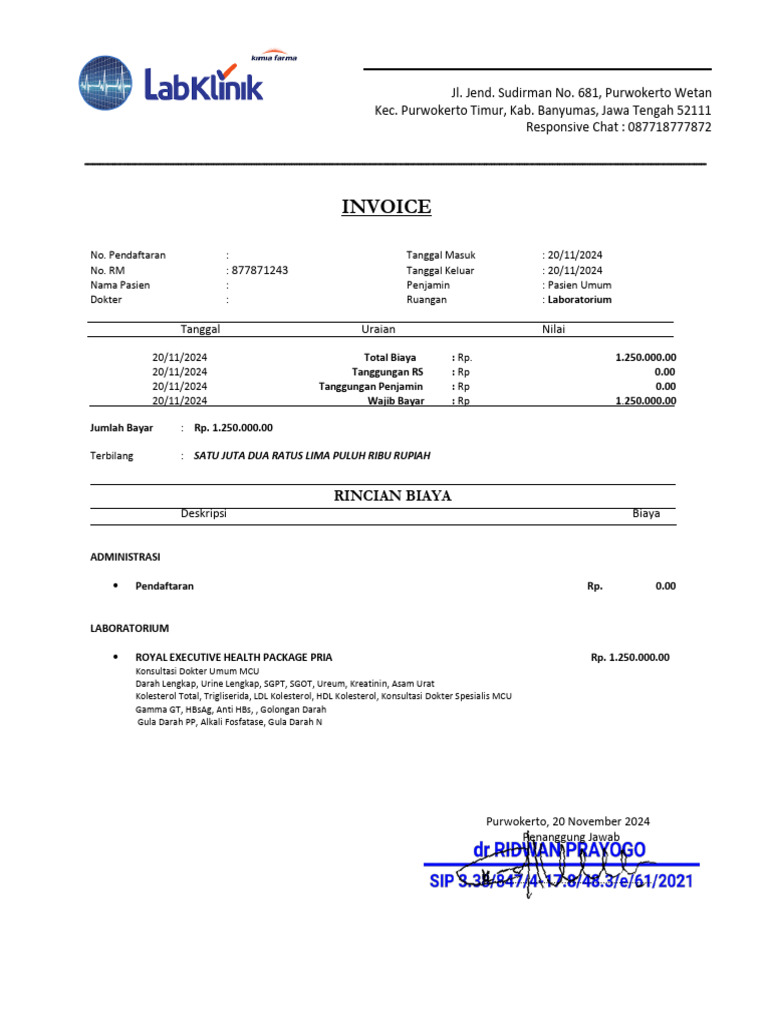 Invoice Lab Klinik New Revissi | PDF