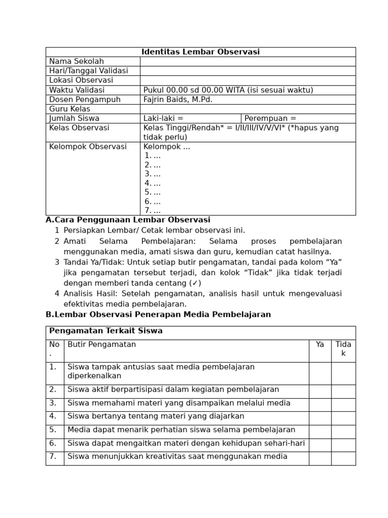 Lembar Pengamatan | PDF