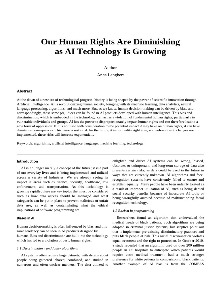 AI's Impact on Human Rights | PDF | Artificial Intelligence ...