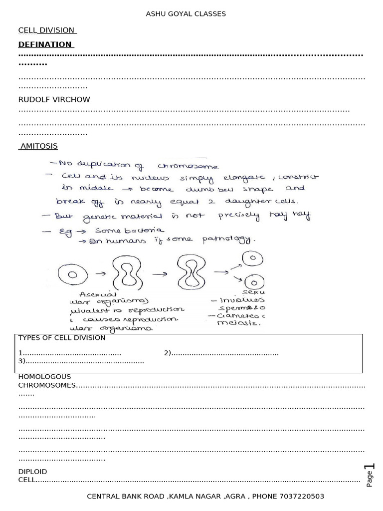 CLASS NOTES Chapter 2 (Part 2) CELL DIVISION | PDF | Ploidy | Mitosis