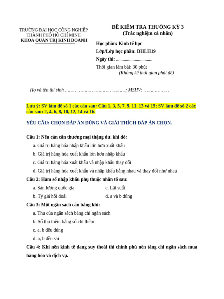 Dekiemtrathuongky3 DH19 | PDF