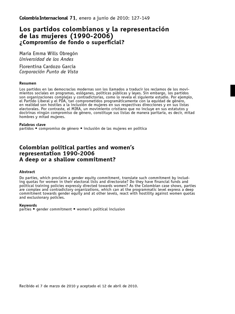 Colombian Political Parties and Womens Representat | PDF | Votación ...