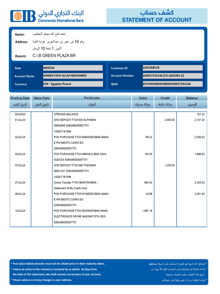 Statements 30SEP24 | PDF