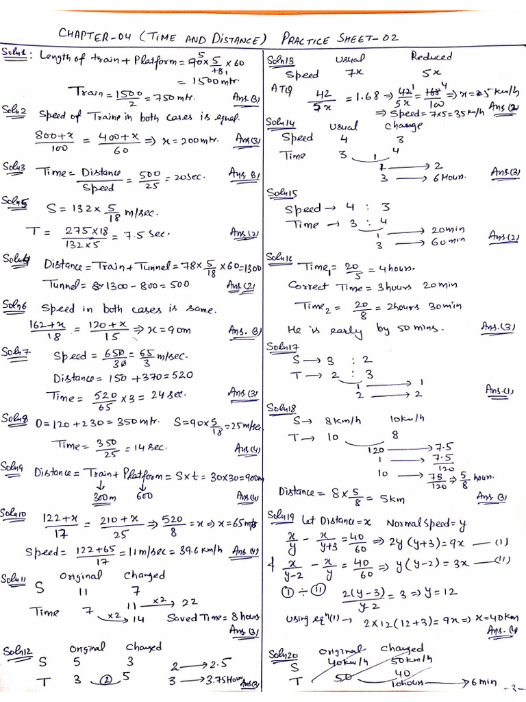 Time and Distance Sheet 2 Solution | PDF