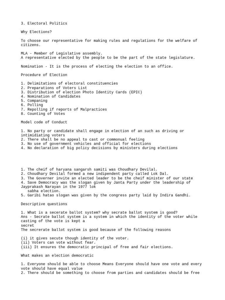 Civics Chapter 3 | PDF | Elections | Voting