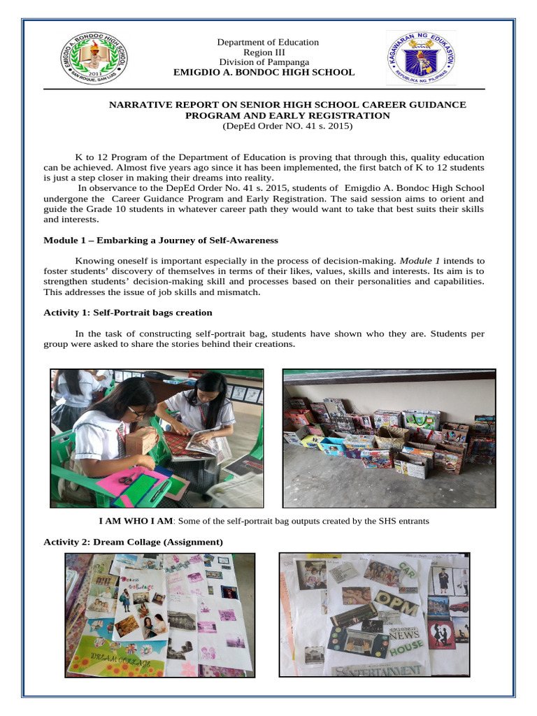 Narrative Report Career Guidance | PDF | Behavior Modification | Learning