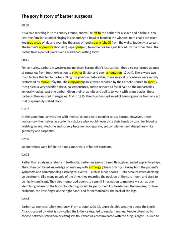 The Gory History of Barber Surgeons TED | PDF | Surgery