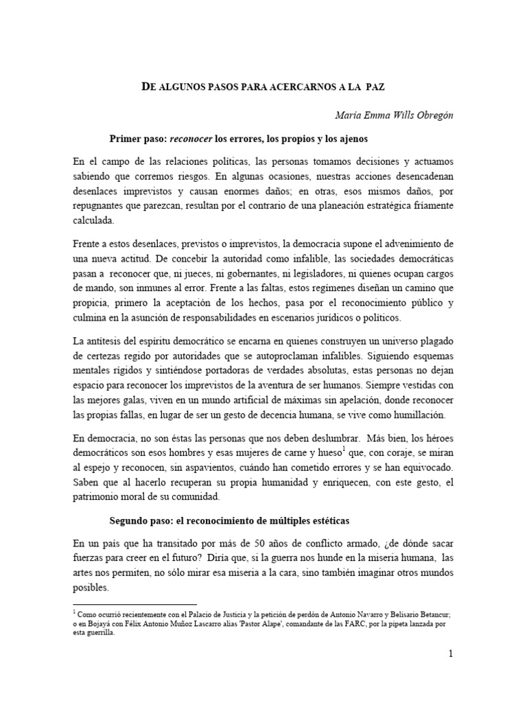 Algunos Pasos para Acercarnos A La Paz 11 Dic 2015 | PDF