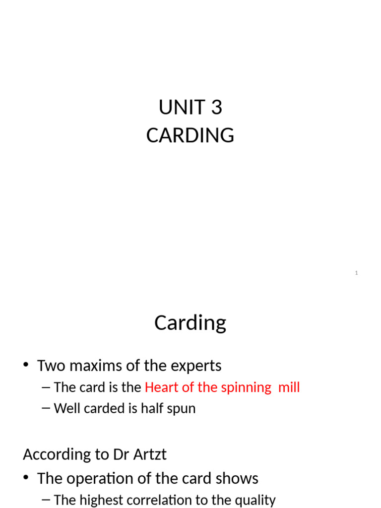 Unit 3 Carding | PDF | Wire
