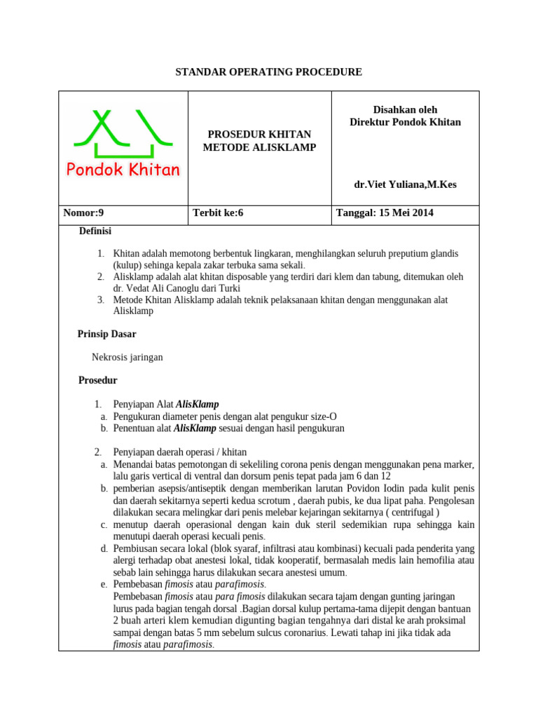 SOP Khitan Alisklamp | PDF