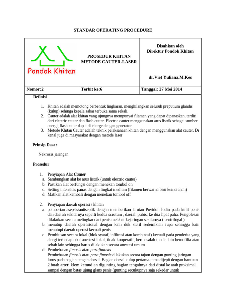 SOP Khitan Cauter-Laser | PDF