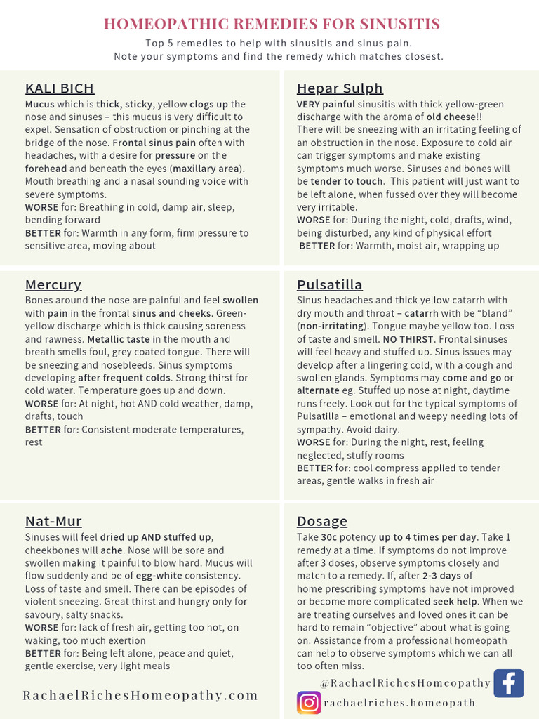 Homeopathic Remedies for Sinusitis | PDF | Common Cold | Diseases And ...