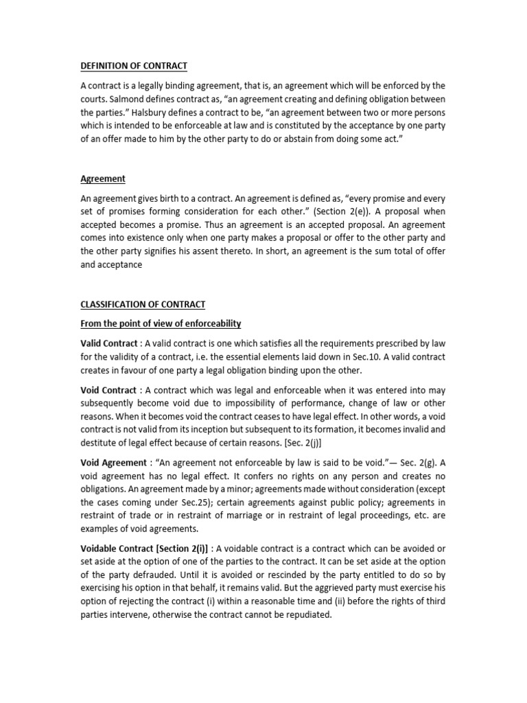 Handout Types of Contract | PDF | Private Law | Consent