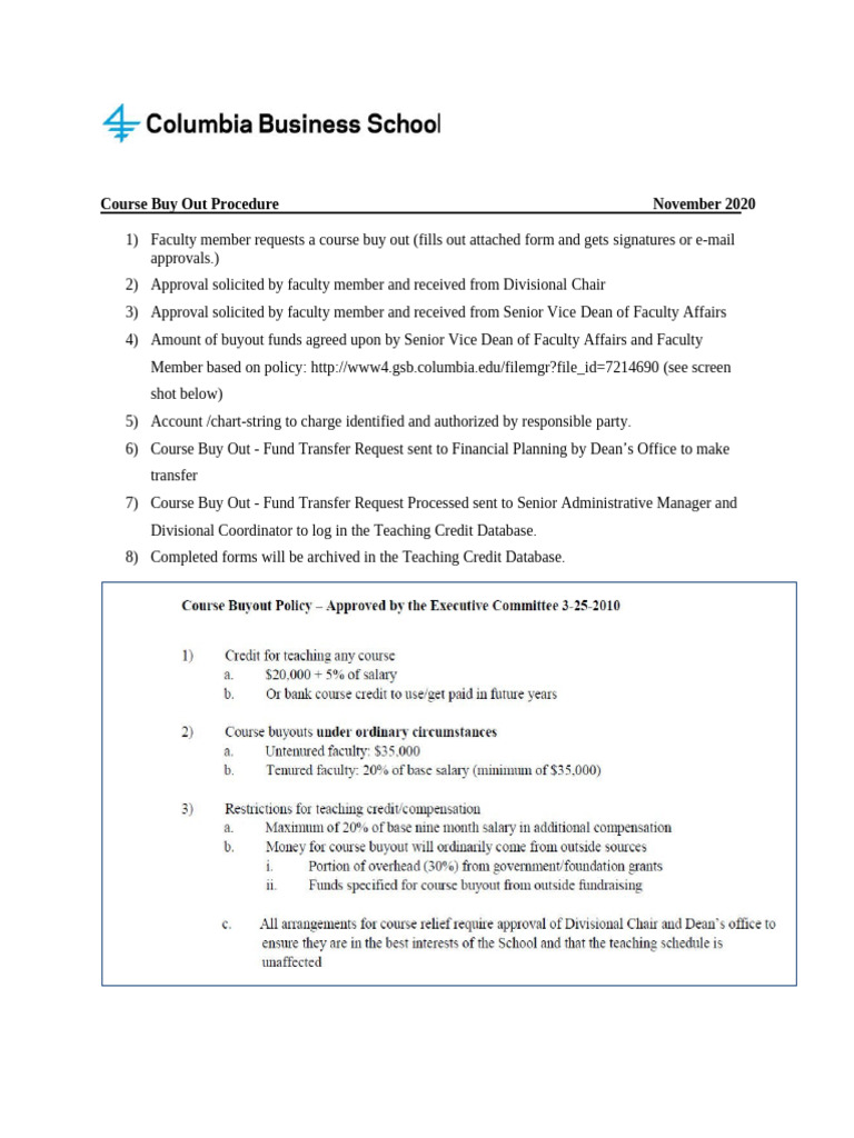 Course Buy Out Procedure - (10-18-2012) | PDF
