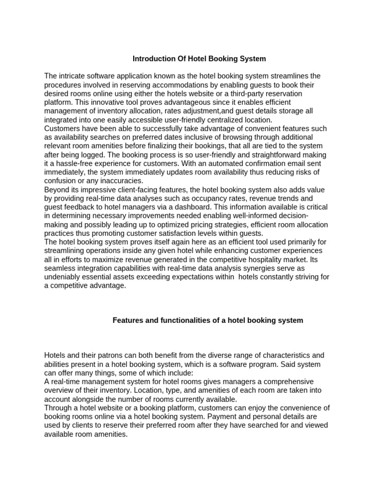 Introduction of Hotel Booking System | PDF | Unified Modeling Language ...