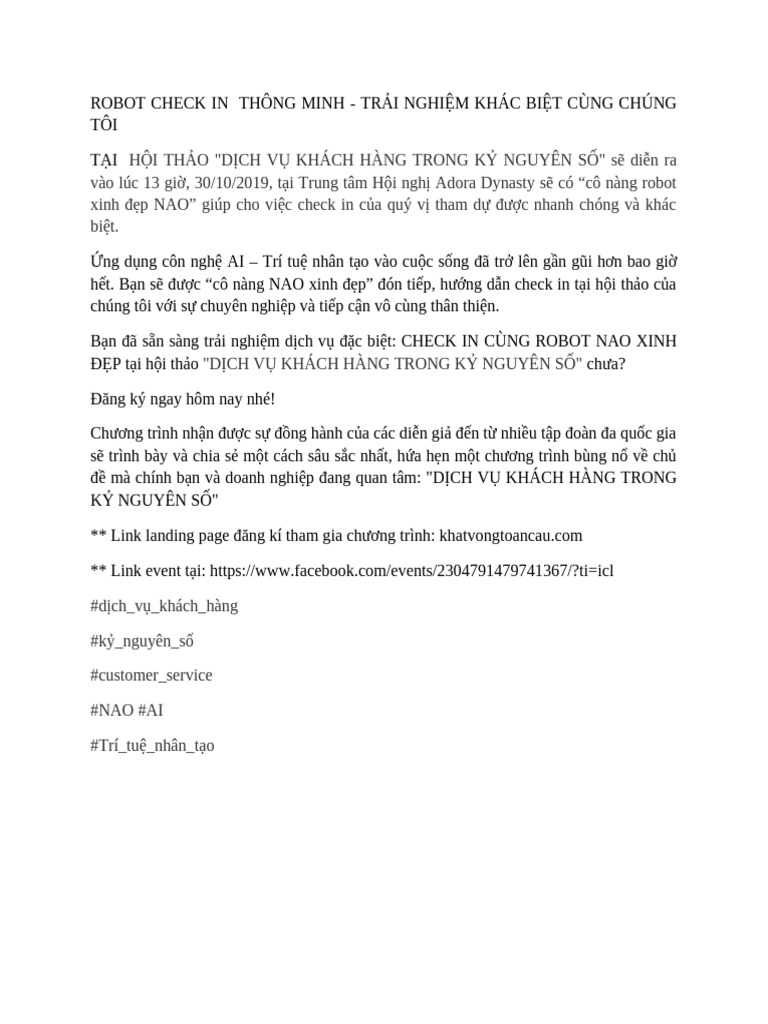 Robot Check in - Thông Minh | PDF