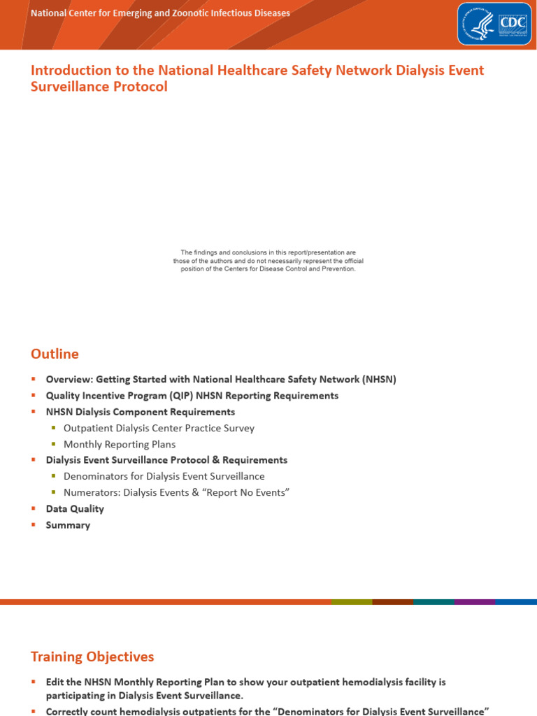 NHSN Dialysis Event Surveillance Training | PDF | Hemodialysis ...