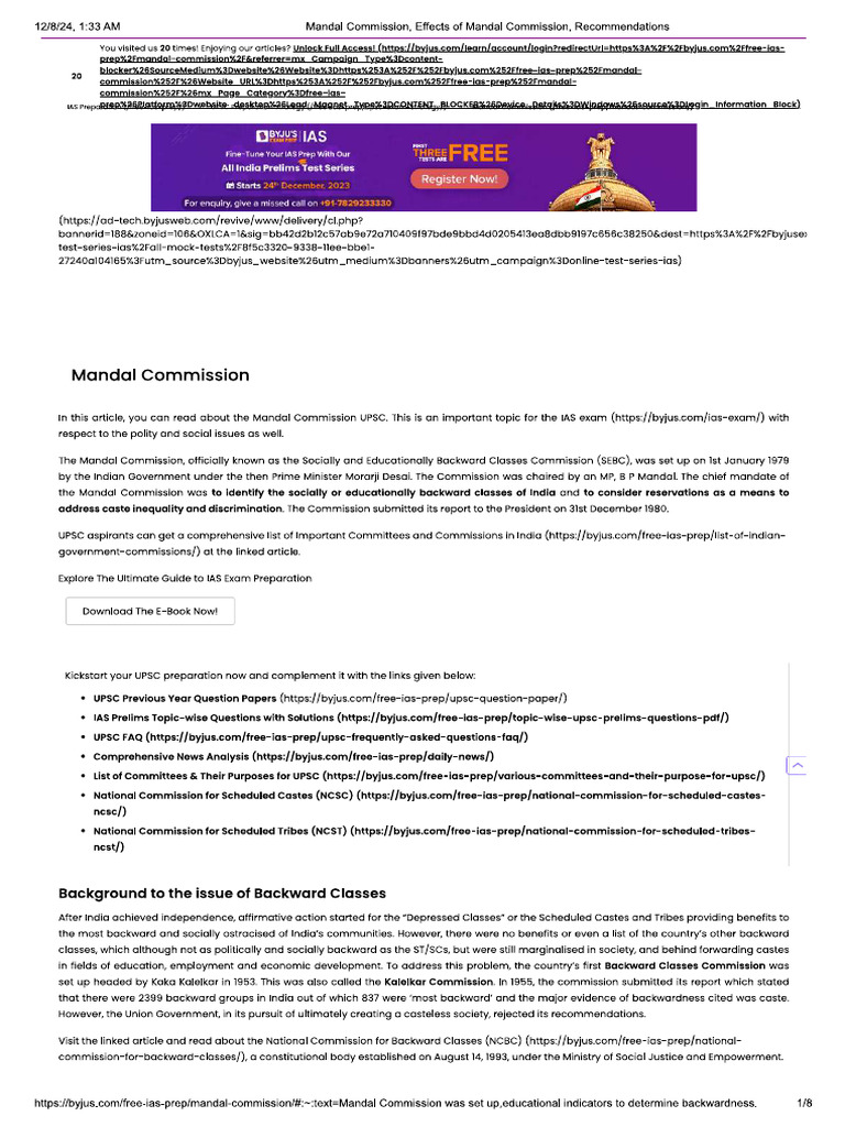 Mandal Commission | PDF