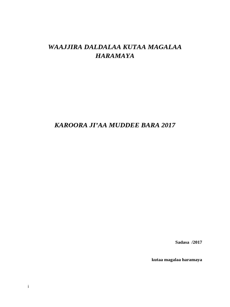 Karoora Ji'aa MUDDEE Kan Bara 2017 | PDF