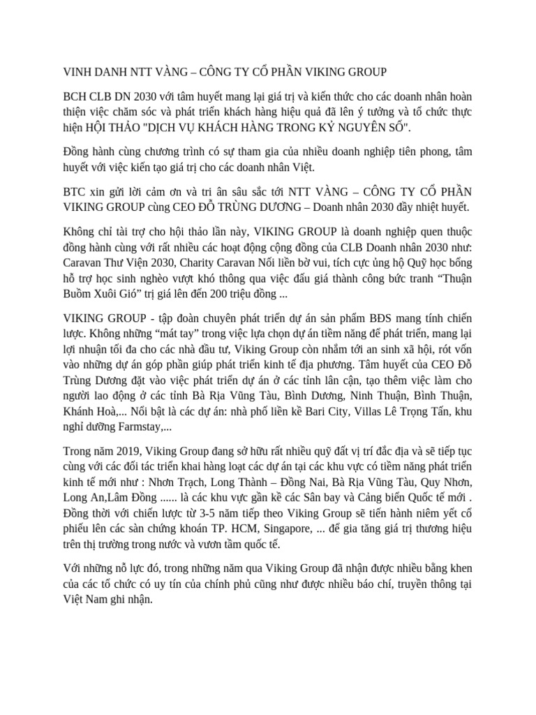 Viking Group NTT Vàng 2030 Final | PDF