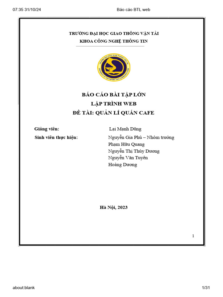 Báo Cáo BTL Web | PDF